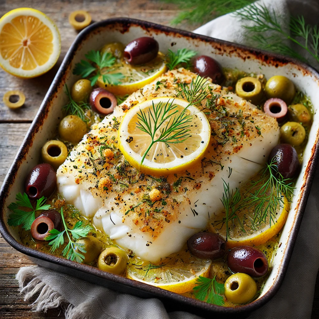 Baked Lemon Cod with Olives - MealMaps